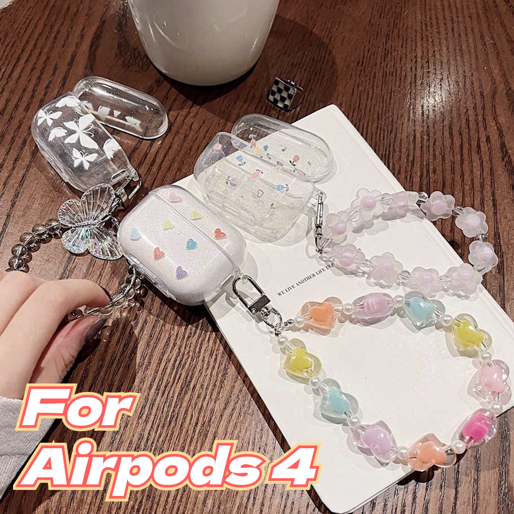 Casing For Airpods 4 Pro 3 Shining Transparent Butterfly Love Heart ...
