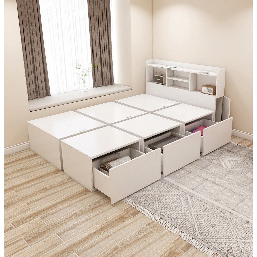 Small Apartment Japanese Tatami Bed Wardrobe Integrated Storage Box