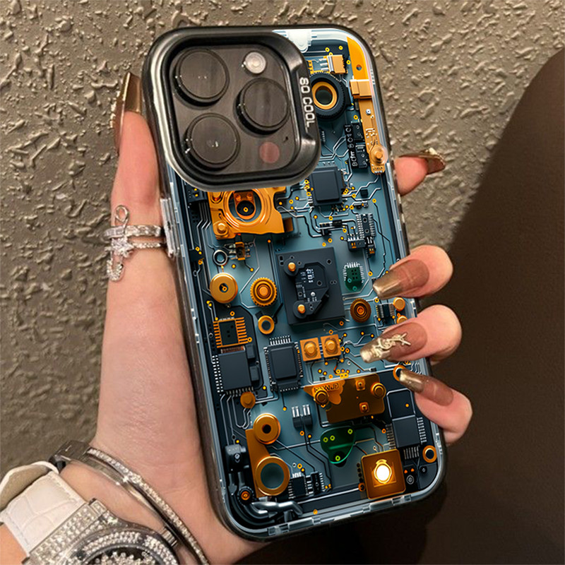 Creative Circuit Board Pattern Electroplate Silver IMD Case For Xiaomi ...