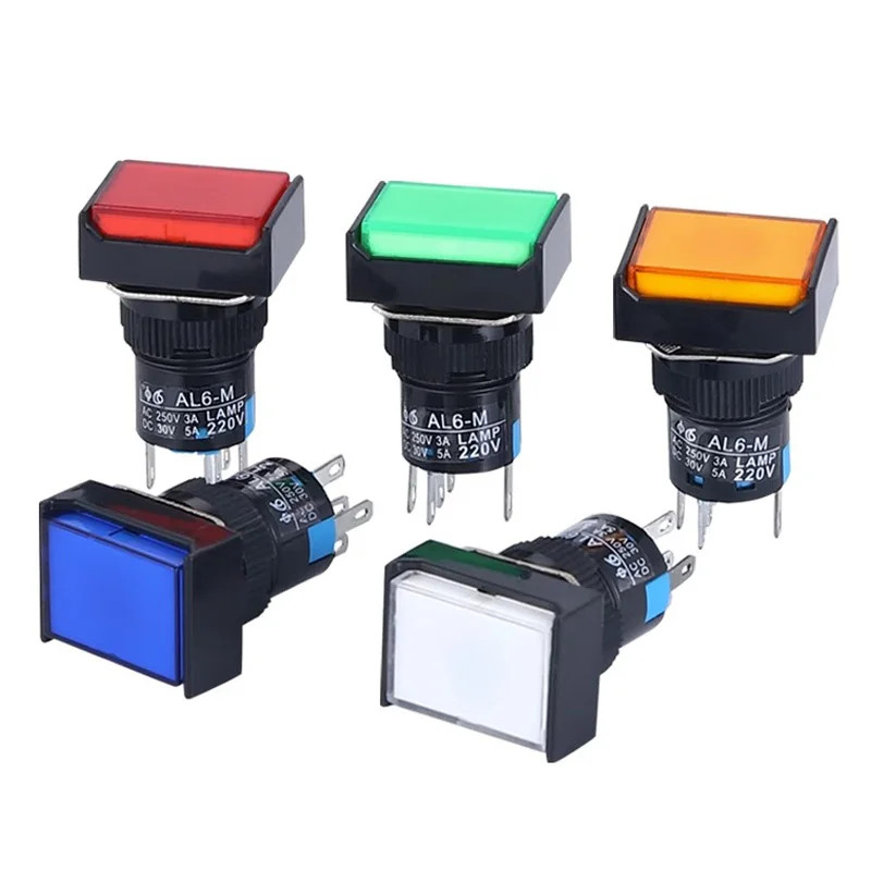 1pc Push Button Switches 5V 12-24V 220V Momentary LED Illuminated Maintained Self-locking 16MM ...