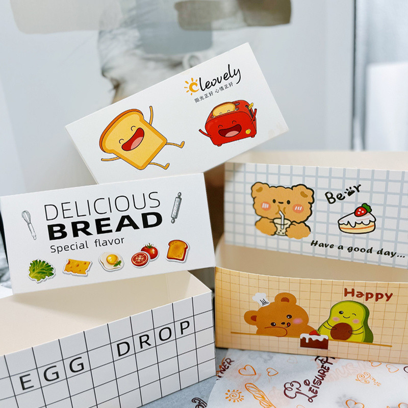 Korean Style Influencer ins Style Sandwich Toast Paper Box Thick Egg ...