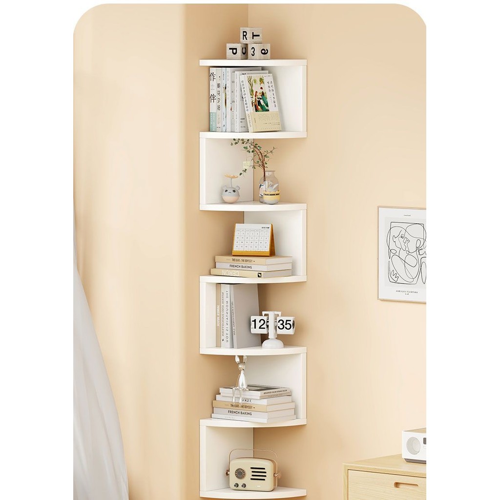 Corner shelf living room corner triangle fan-shaped decorative storage ...