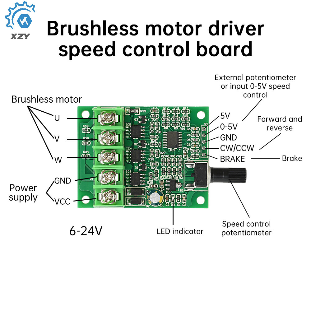 3-Phase DC Brushless Hallless Motor Controller Motor Driver Control ...