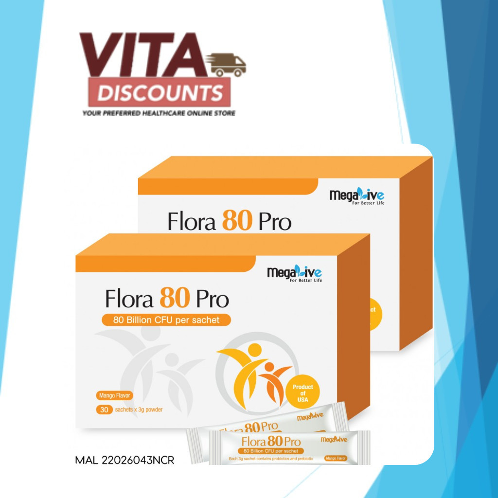 [EXTRA 2 GIFT] MEGALIVE FLORA 80 PRO SACS MANGO 3G 30S PACK-OF-2 EXP02/2026 | Shopee Malaysia