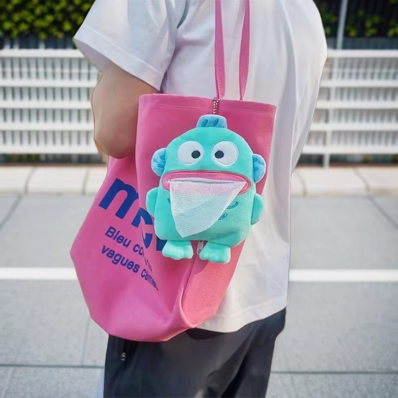 Sanrio Cute Hangyodon Plush Pendant Tissue Cover Portable Tissue Holder ...