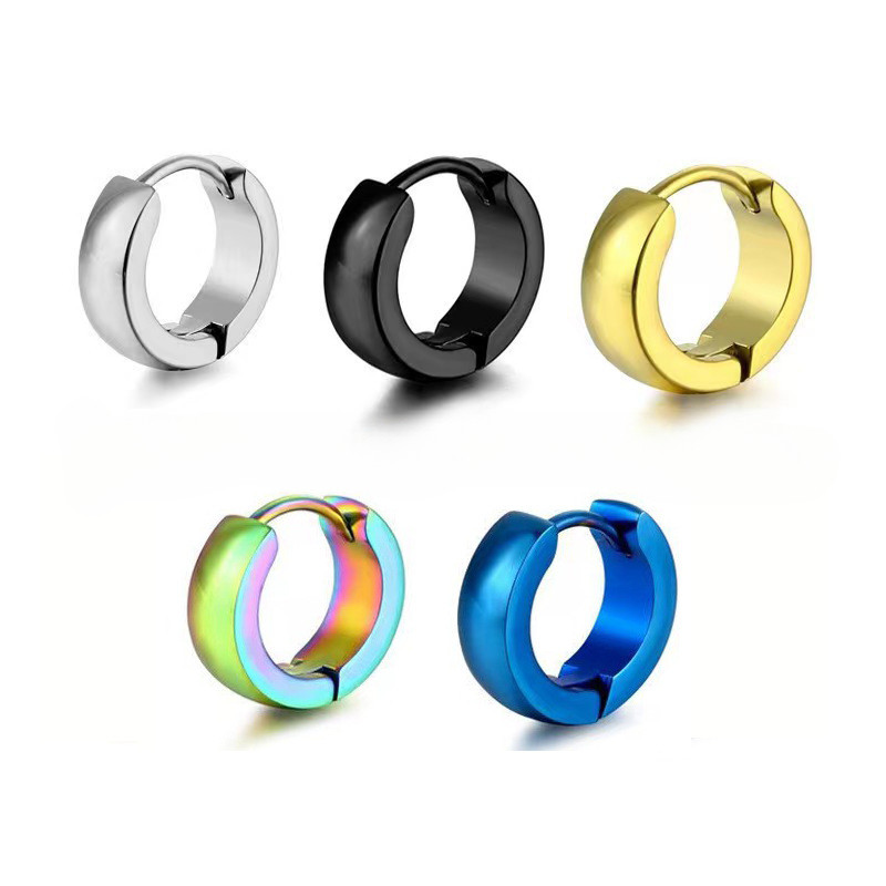 1 pair Korean Punk Stainless Steel Earrings Stud Piercing Accessories ...