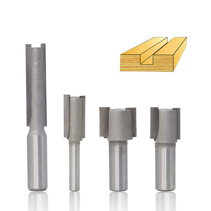 1pc Straight Router Bits 1/4 1/2 Inch Shank Double Flute Plunge Milling ...