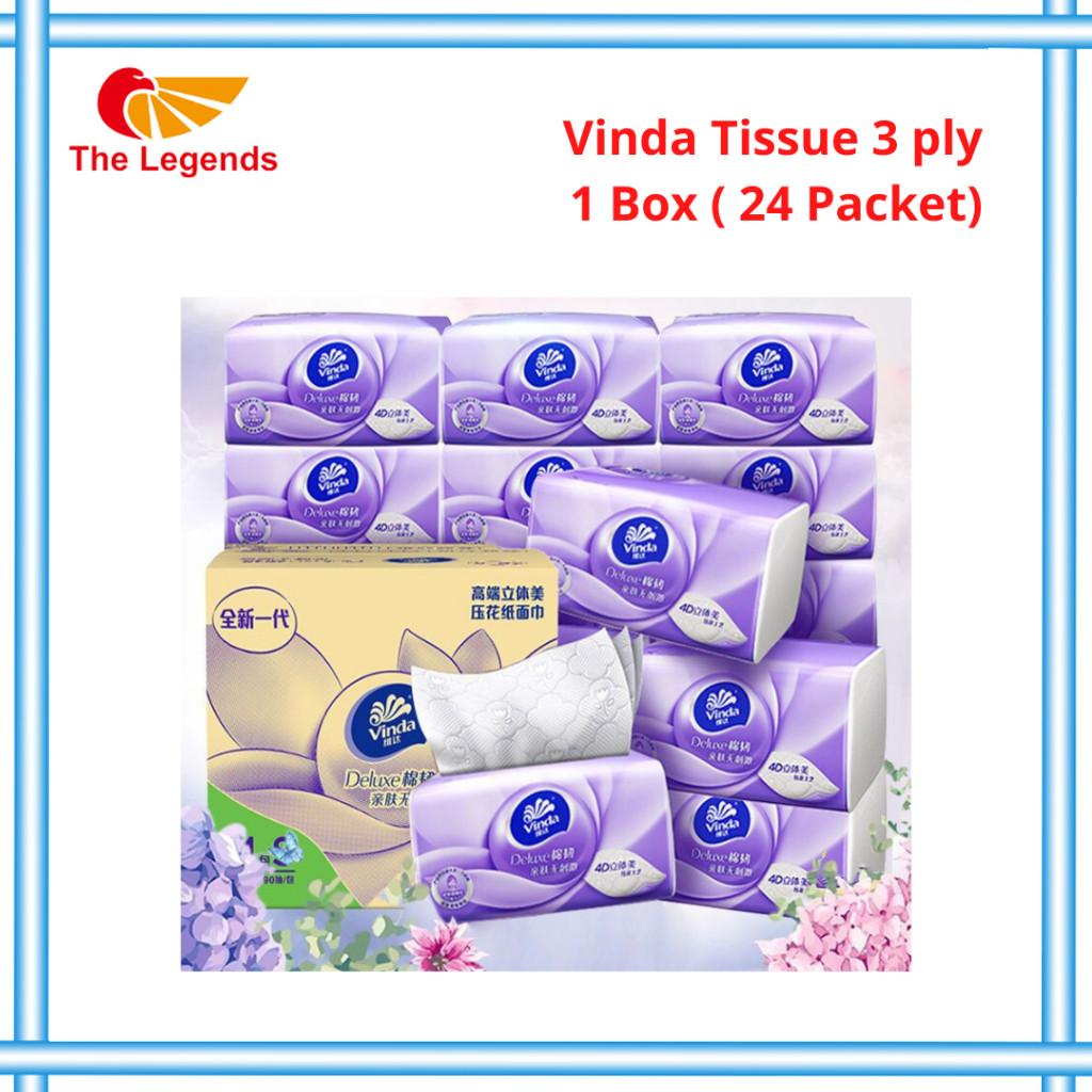 Vinda Purple Facial Tissue 3ply Paper Towel Tissue 4D Embossed 1 Box 4D ...