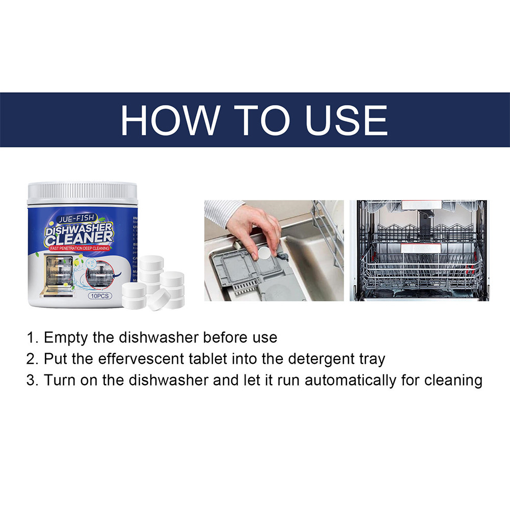 10pcs Powerful Cleaning Dishwasher Tablets Removes Scale and Limescale ...