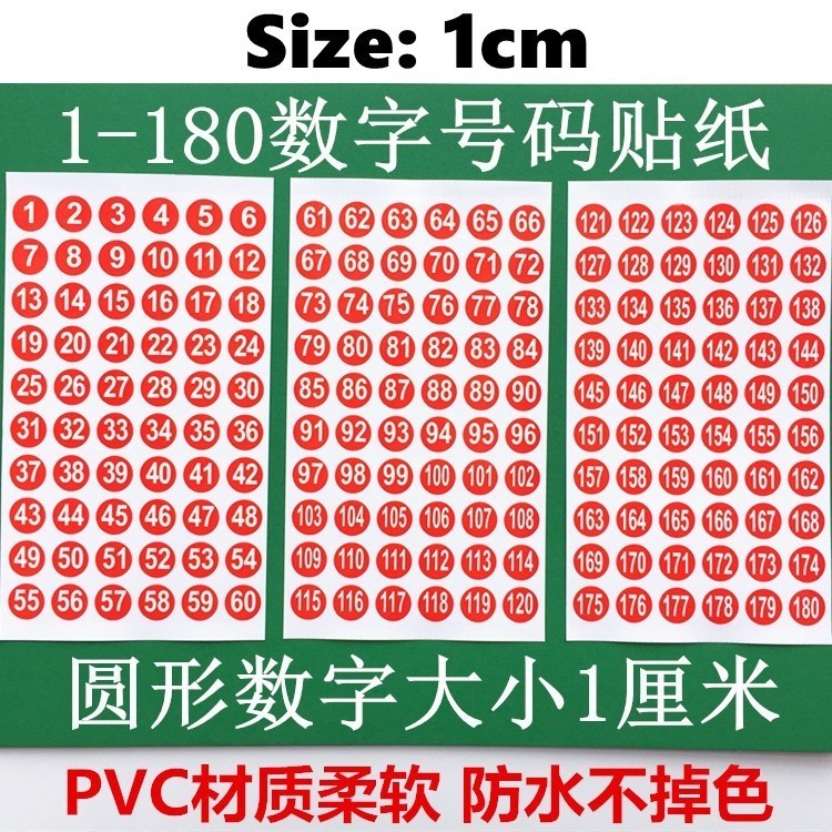PVC Number Stickers Marking Code Tags1 Sheet 1cm 1-300 Small Size Flow ...