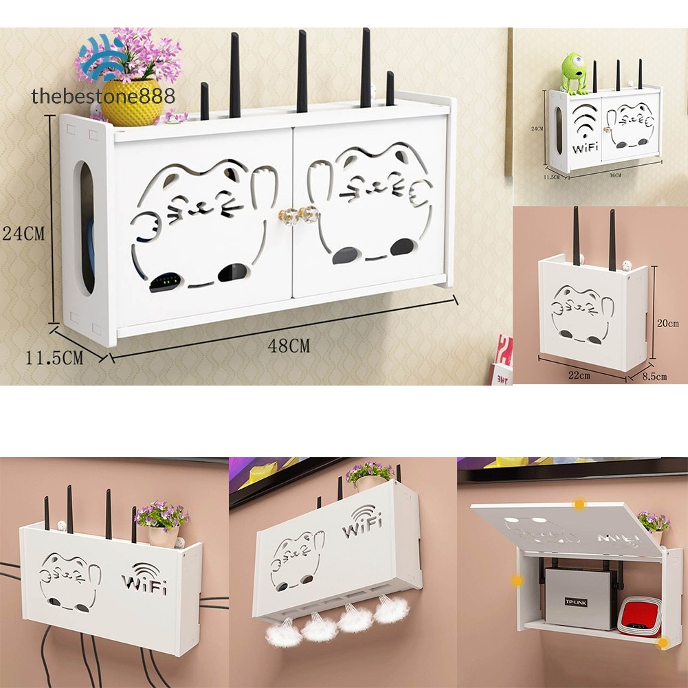 THEBEST! Wireless Router Rack Living Room Wall-mounted WiFi Storage Box ...