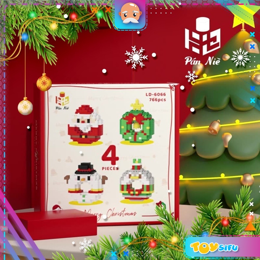 Pan Nie Block LD-6066 Christmas Series Santa Claus Pine Tree Snowman ...