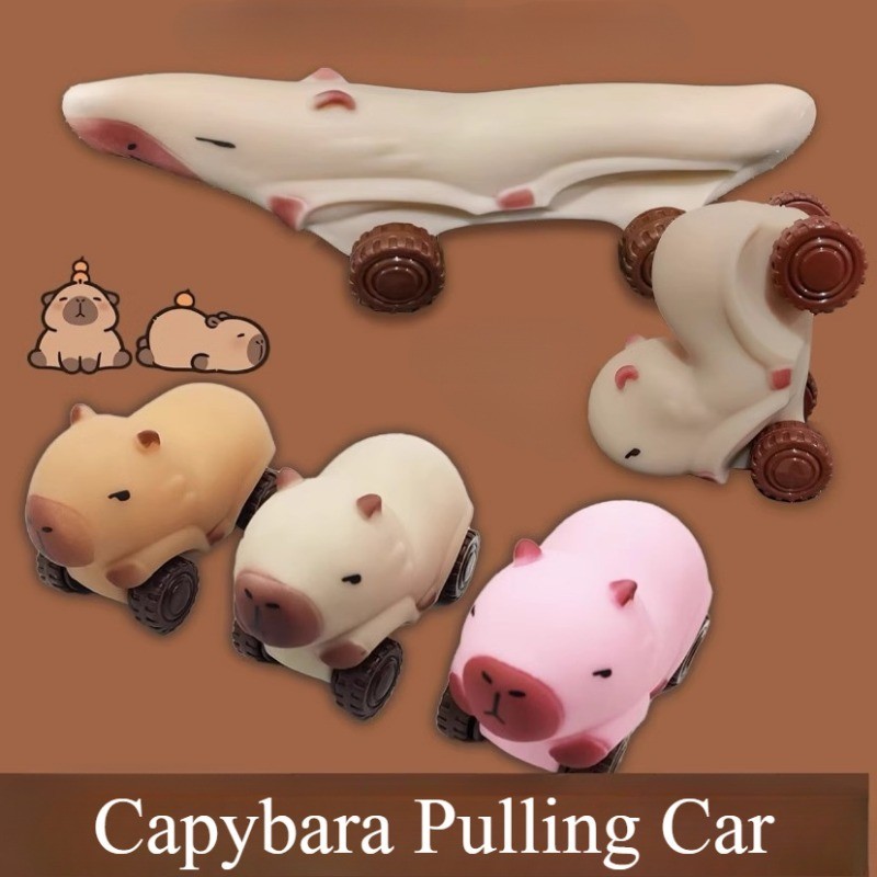 Creative Cartoon Capybara Pulling Car with Wheel Sand Gliding Kapybala ...
