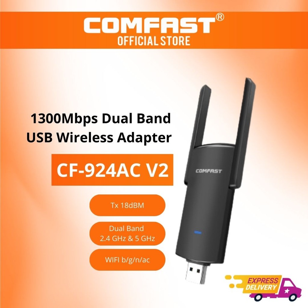 Usb Wifi Receiver Wireless Adapter 1300Mbps 5Ghz Comfast CF-924AC V2 ...