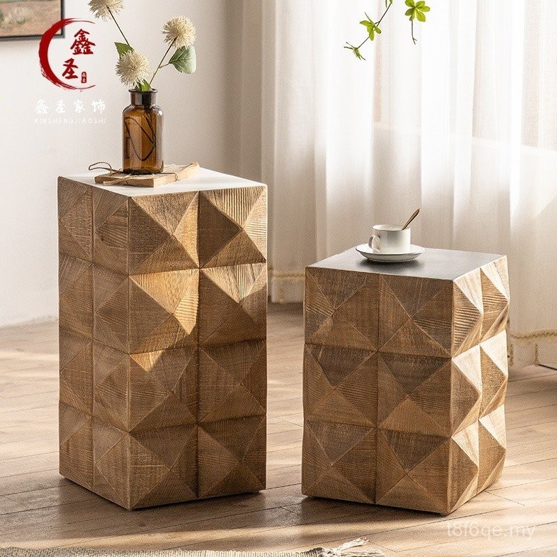 Wabi Jifeng kayu solid meja kopi B & B ruang tamu vintej retro sofa ...