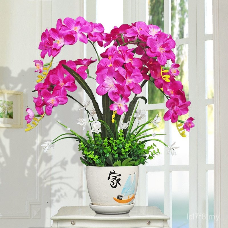 Orkid rama-rama bonsai set bunga palsu orkid bonsai ruang tamu meja ...