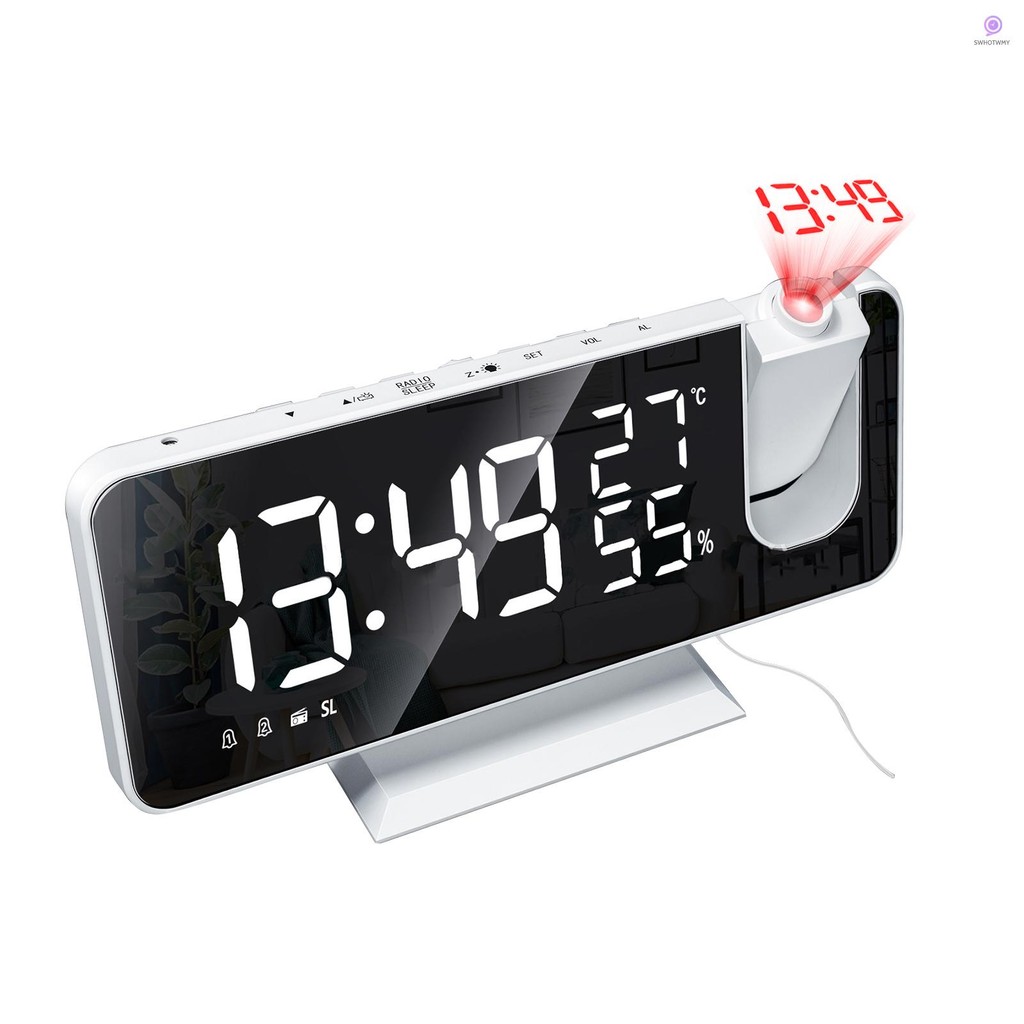 Digital Projection Alarm Clock with Mirror Surface 4-in-1 180 Degree ...