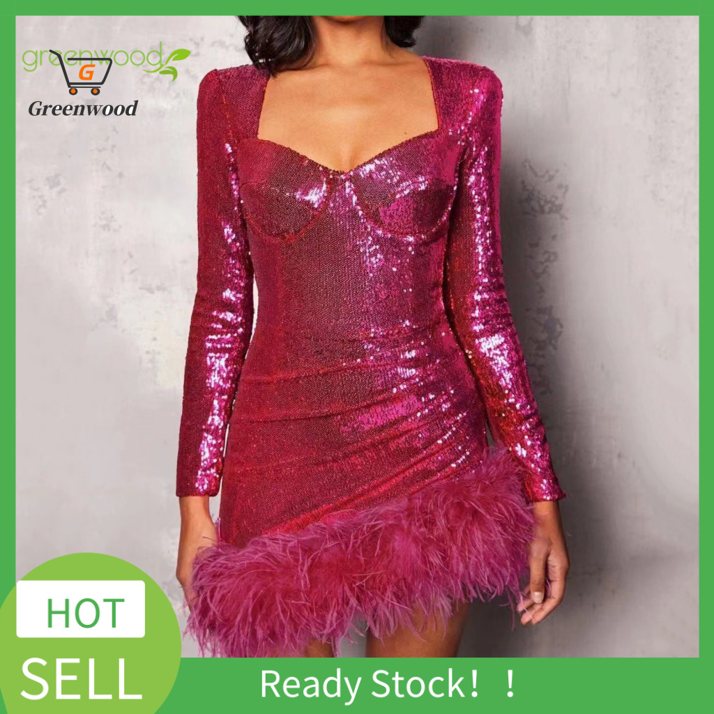 GRE Slim Fit Gown Sequin Party Outfit Sparkling Sequin Mini Dress with ...