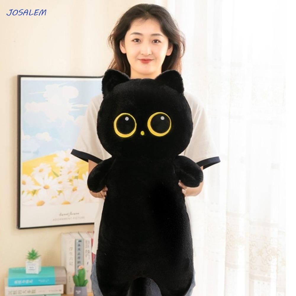 JOSALEM Black Siamese Cat Plush, Fluffy Simulation Long Giant Cats ...