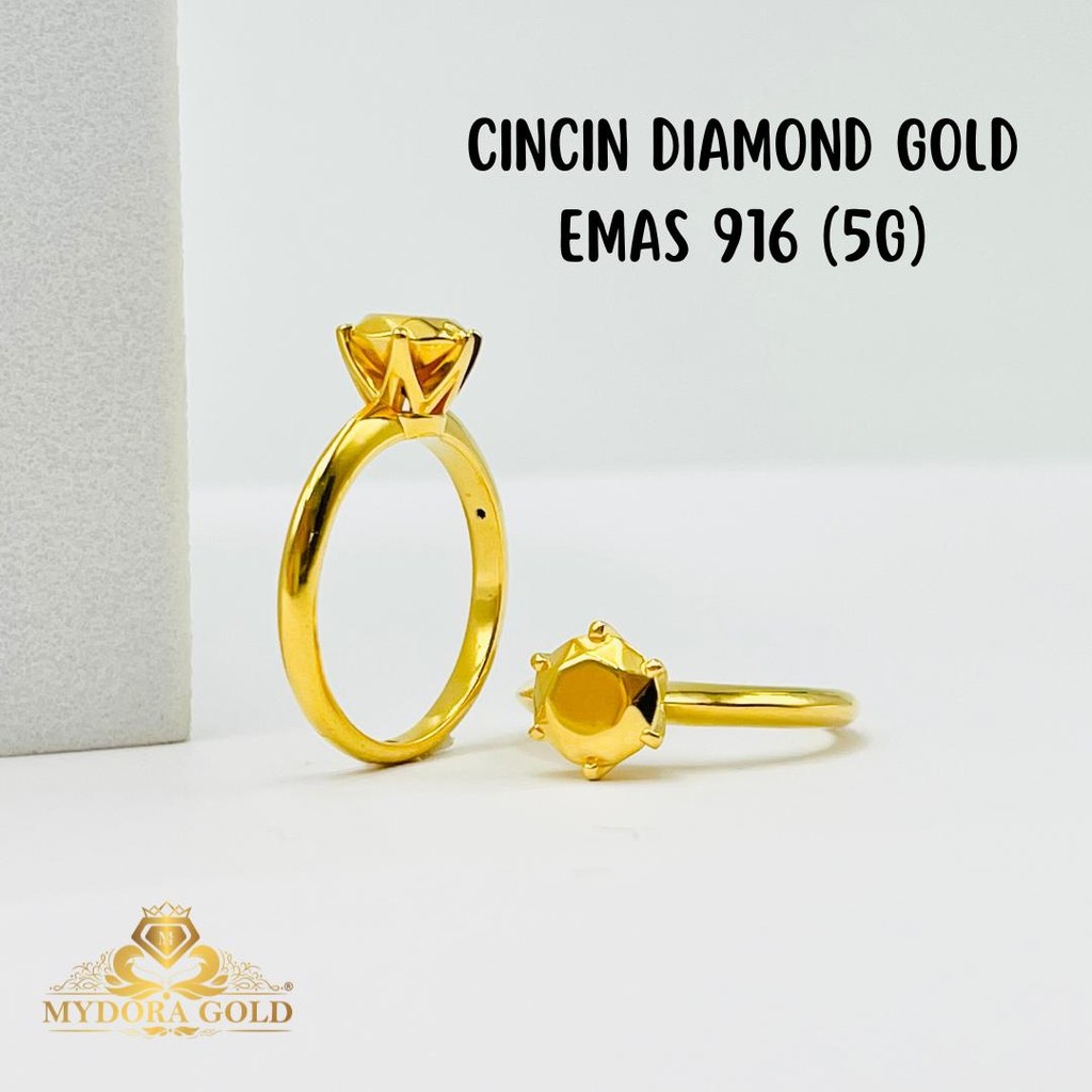 MYDORA Cincin Diamond Gold 5G l EMAS 916/22K | Shopee Malaysia