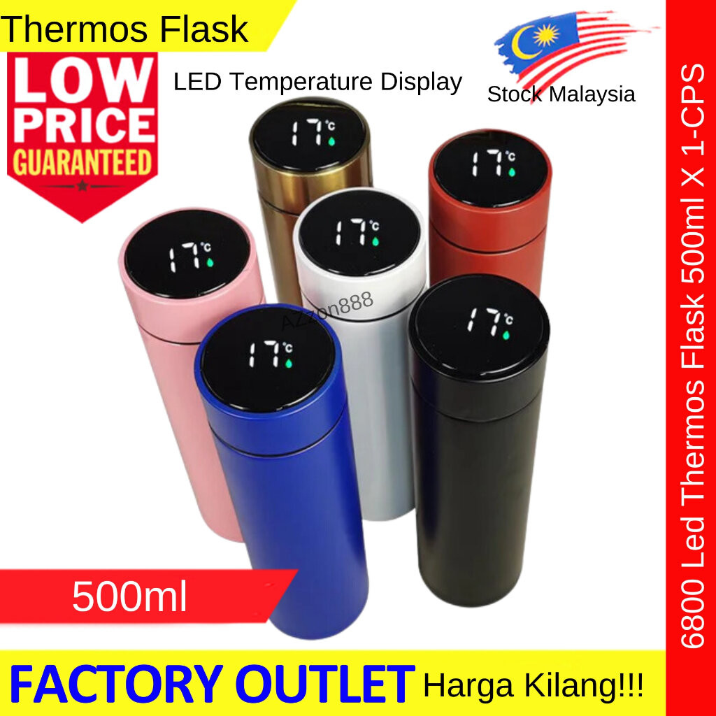 Smart Temperature LED Display Vacuum Thermal Flask 500ml Water Bottle ...