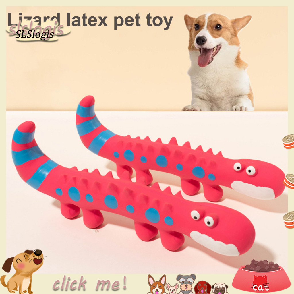 SGW_ Latex Dog Bite Toy Pet Supplies Cartoon Lizard Shape Pet Dog Teeth ...