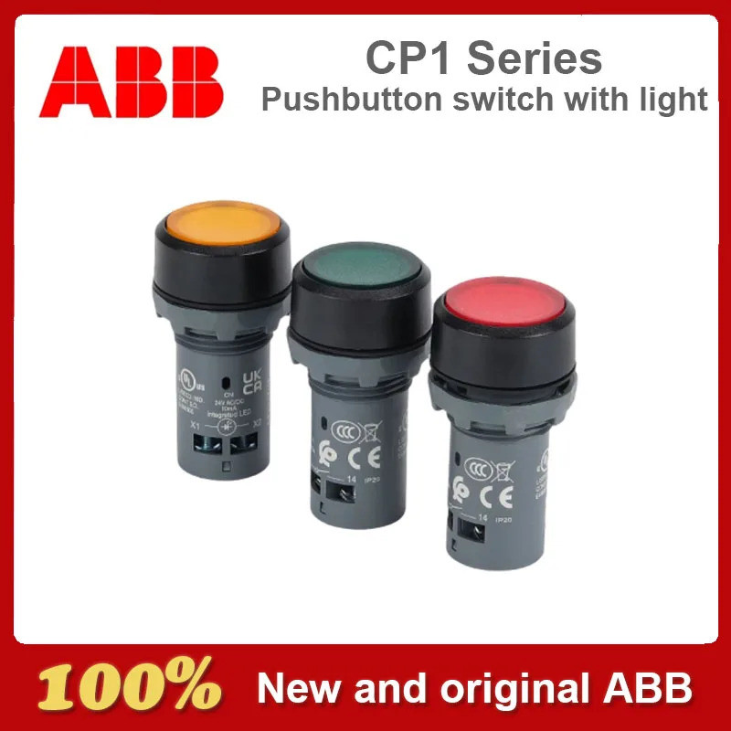 Original ABB CP1 Series Pushbutton Switch with Light CP1-11G-10 CP1-11R ...