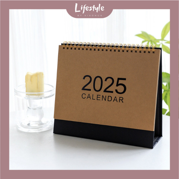 Calendar 2025 Kalendar Craft Kraft Paper Flip Calendar Simple Plain Ins ...