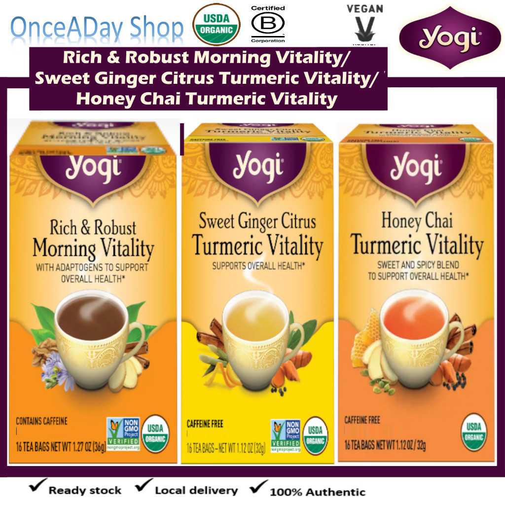 Yogi Tea, Honey Chai Turmeric Vitality/ Sweet Ginger Citrus Turmeric ...