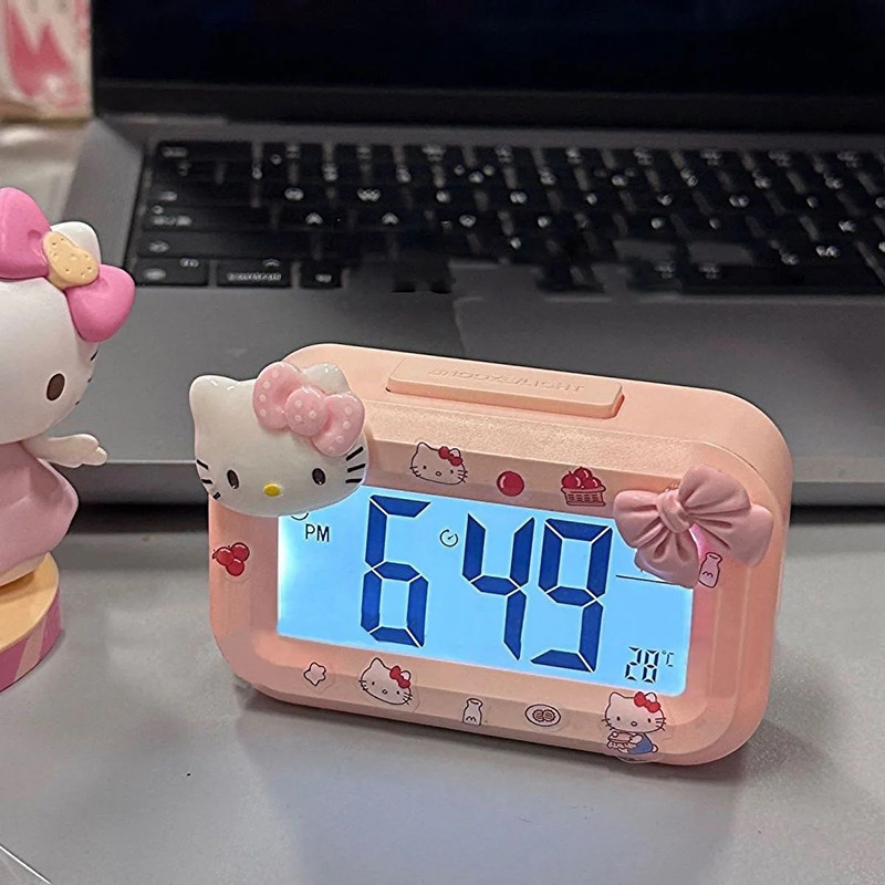 Cartoon Kawaii Hello Kitty Mini Night Light Alarm Clock Cute Timer ...