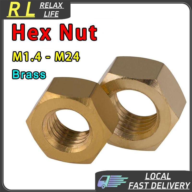 [RL] Brass Nut Copper Nuts Gold Hex Lock Nat Screw Bolt M1.4 M1.6 M2 M2.5 M3 M4 M5 M6 M8 M10 M12 ...