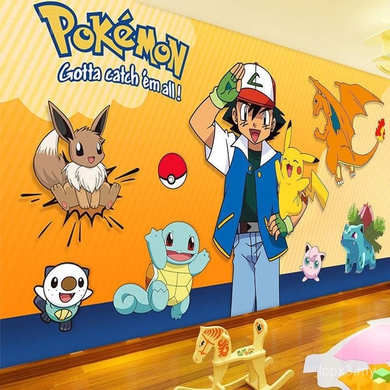 Kertas Dinding Pokemon Kartun Binatang Peri Kecil Hiasan Anime Mural ...