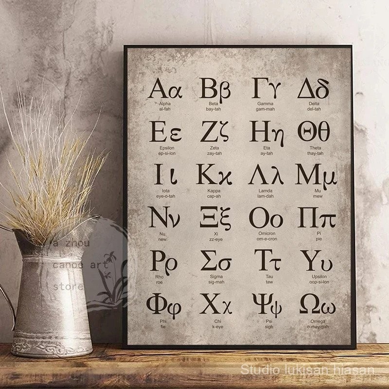 Greek Alphabet Letter Math Art Educational Poster Canvas Painting Wall ...