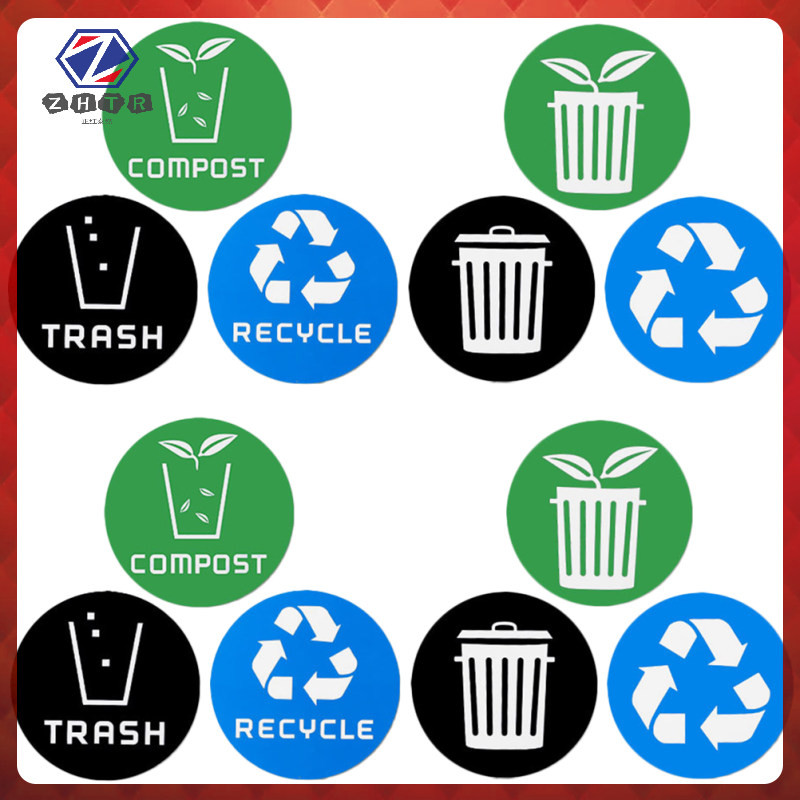 Garbage Sorting Stickers 12 Pcs Recycling Bins for Trash Recycle Decal ...
