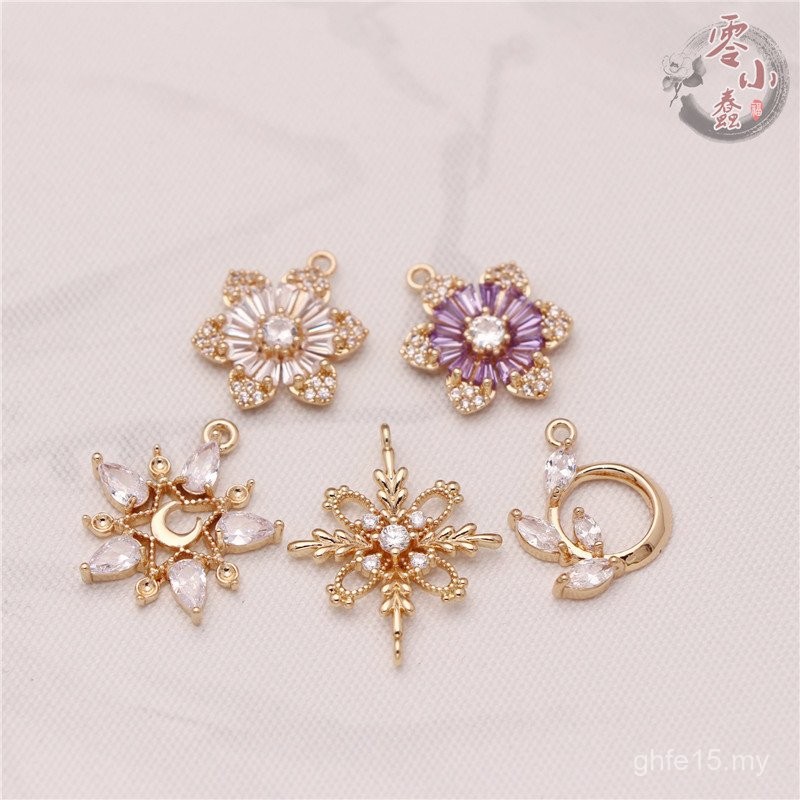 Sifar Kecil Bodoh Mikro Berturap Zirkon Bahan DIY Semanggi empat daun ...