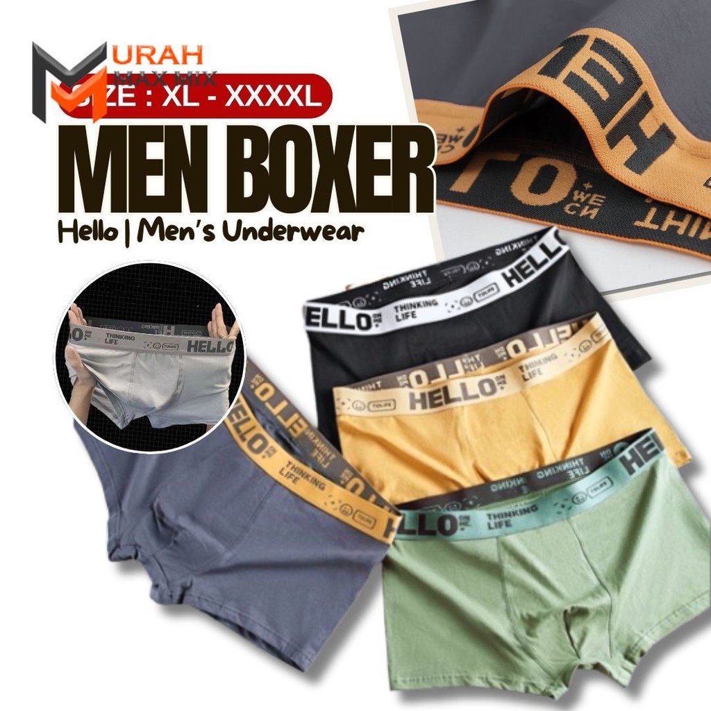 MMM_ L-3XL HELLO MEN Men's Boxer Brief Breathable Underwear High ...