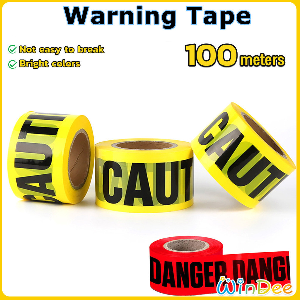100M Caution Tape Isolated Barricade Tape Yellow and Red Danger Warning Tape (Non-Adhesive ...