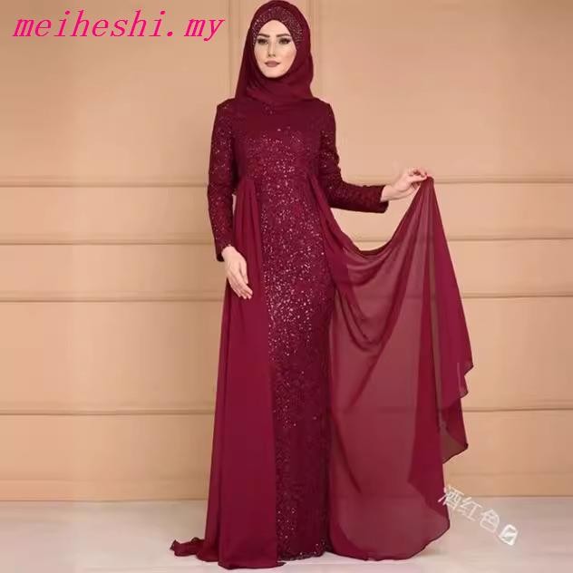 New Trendy Muslimah Long Tail Jubah Annual Dinner Dress Muslim Women ...