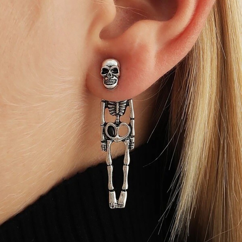 Cartoon Halloween Skeleton, Human Skeleton, Front and Back Earrings ...