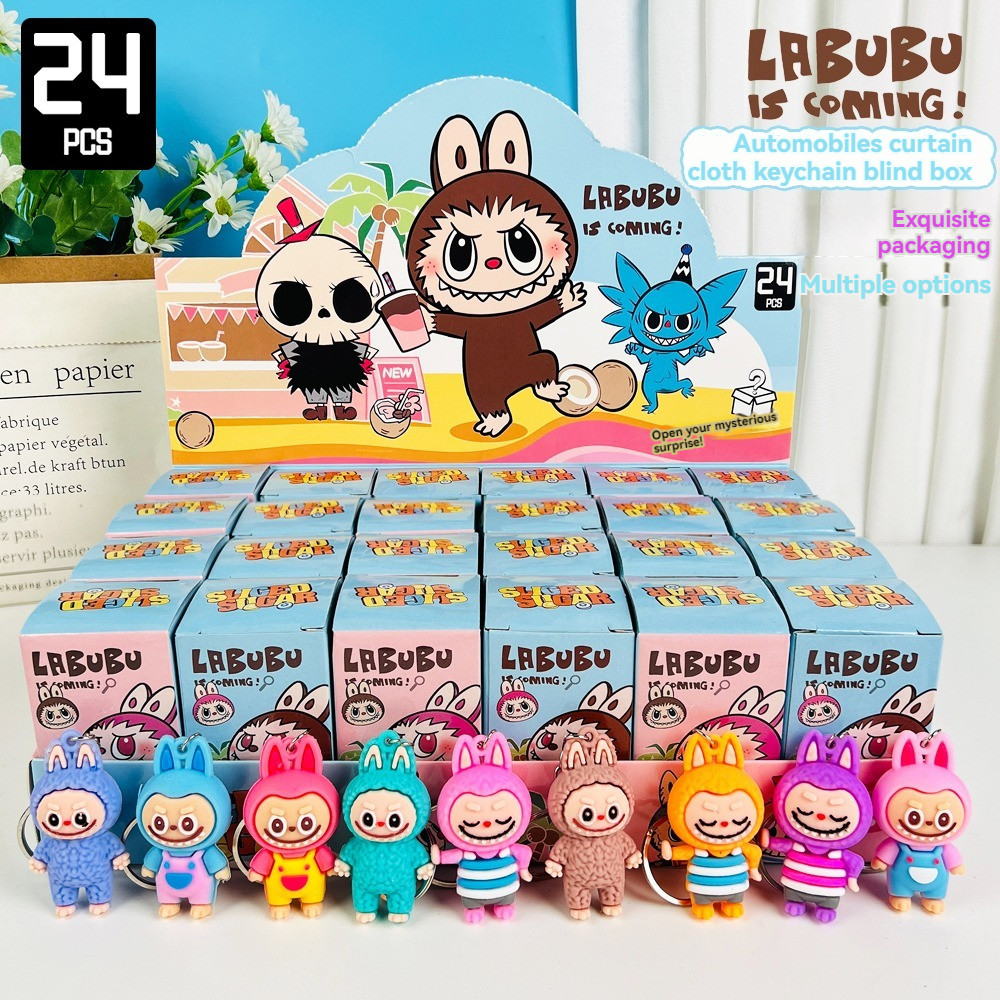 24pce Whole box Labubu blind box Keychain Sanrio Kuromi Melody ...