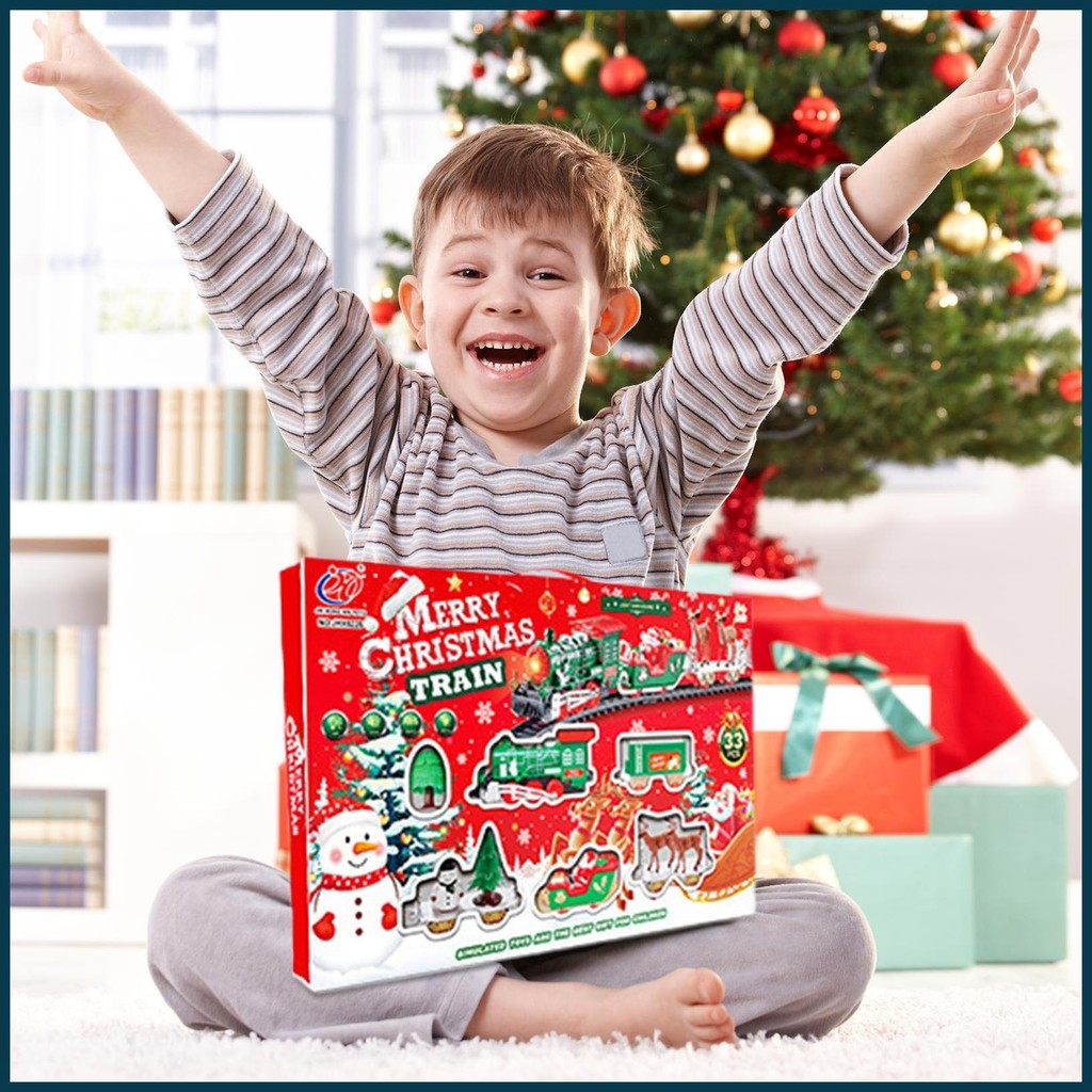 Train Track Around Christmas Tree with Light and Sound Cute Christmas ...