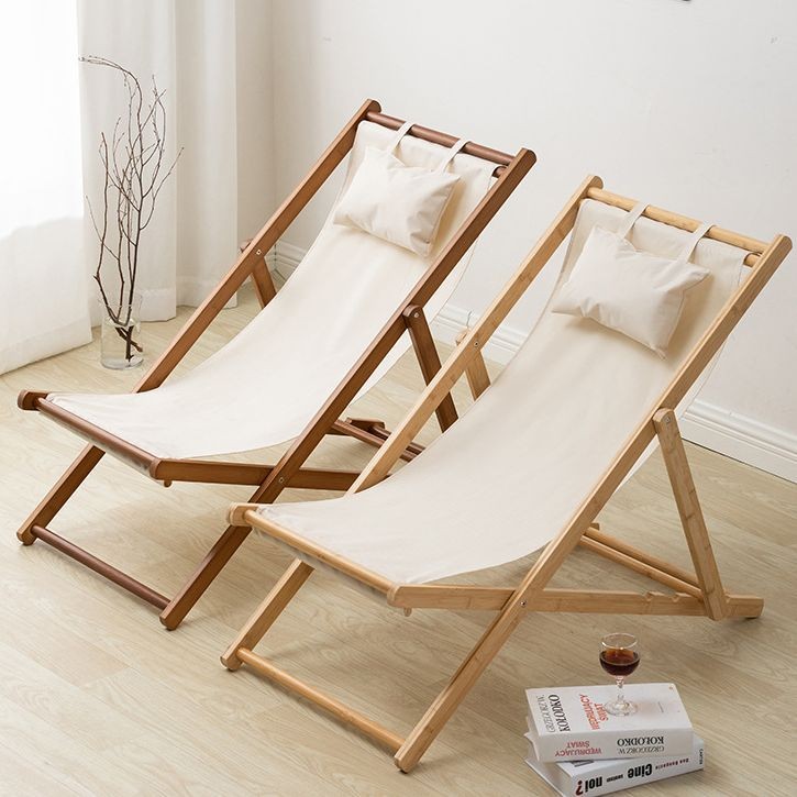 Beach Chair Wooden Reclining Chair Folding Chair Lunch Break Chair ...