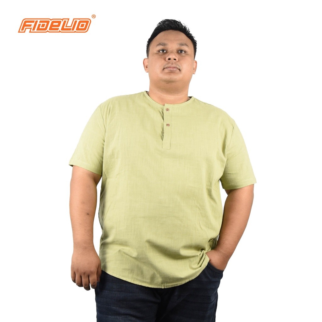 FIDELIO PLUS Henley Linen Shirts | Green(C) | Shopee Malaysia