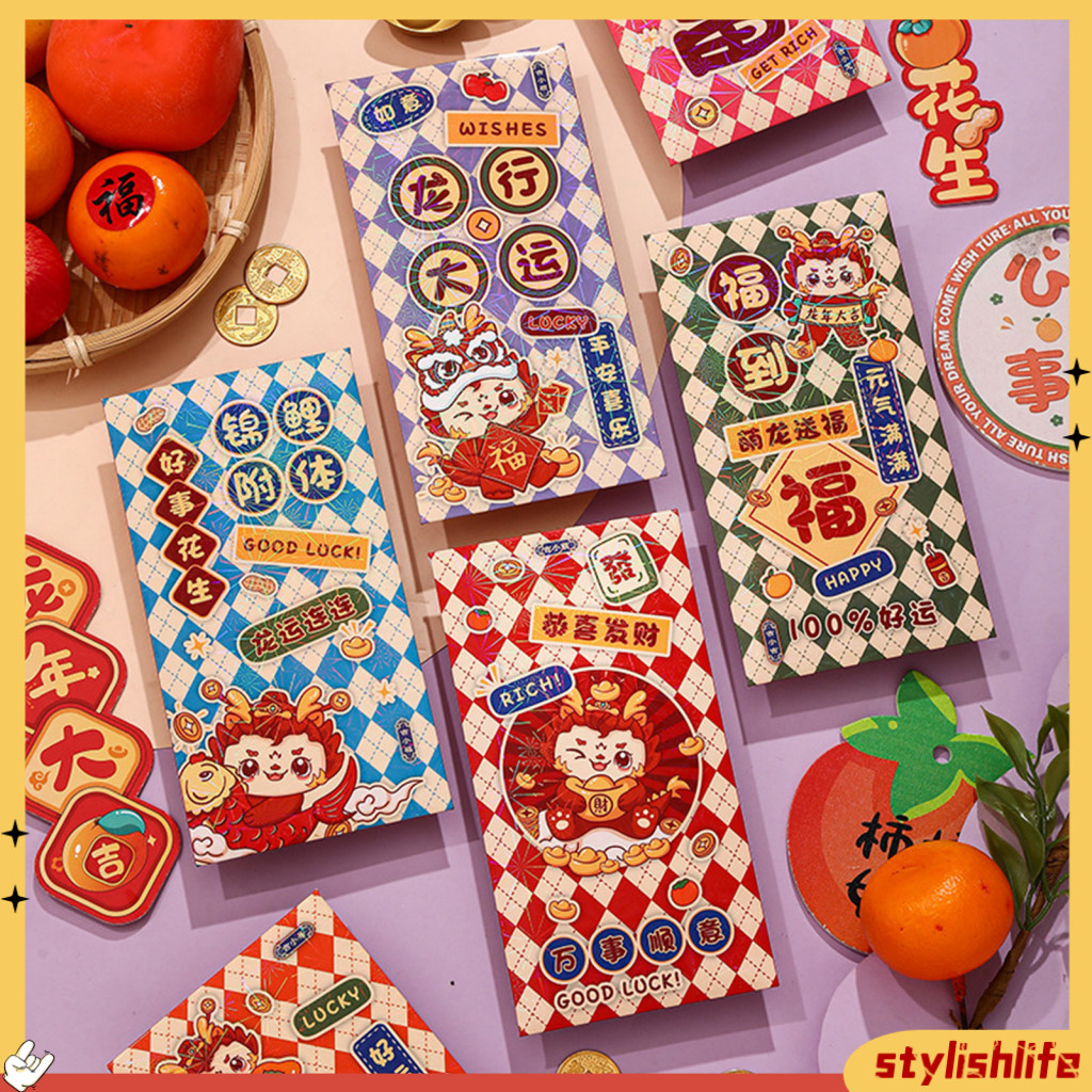 [stylishlife] Chinese Red Envelopes 6pcs Lucky Money Red Packets with ...