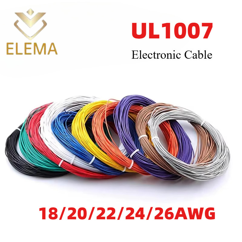UL1007 PVC Electronic Cable Tinned Copper Wire 10 Meters 18/20/22/24/26AWG 1007 Red Black White ...