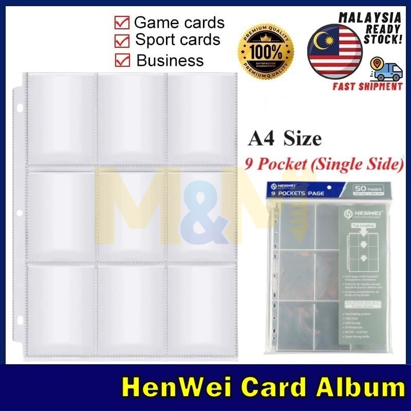 HenWei Card Album 9 Pocket Single Side Card Sleeve Album for Pokemon ...