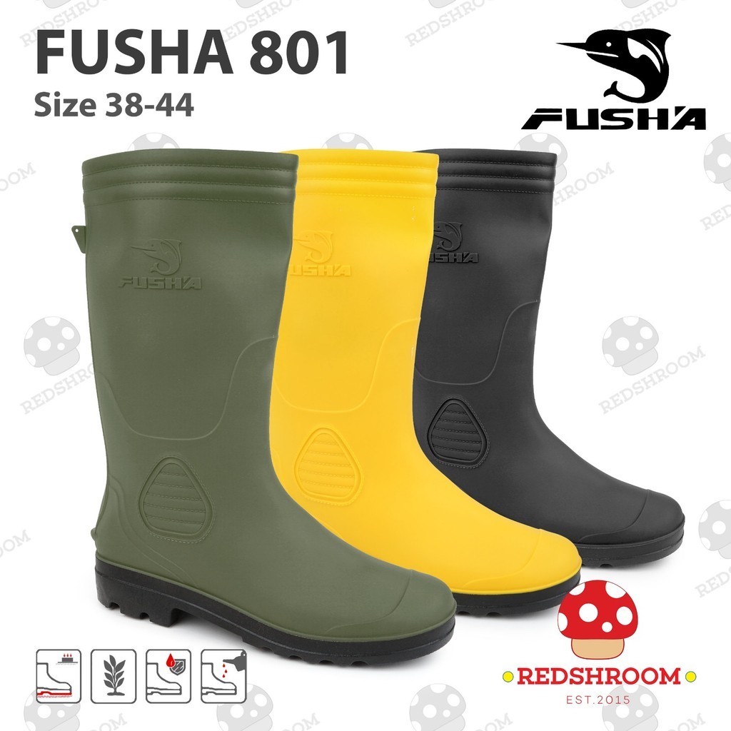 HITAM HIJAU LOKAL Fusha 801 High Boots Green Black Yellow Anti Slip ...