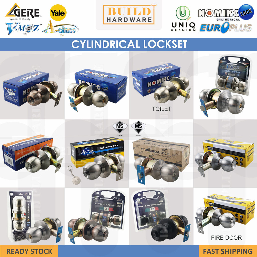 Cylindrical Entrance / Toilet Knob Door Lock Lockset Tombol Pintu Sirim ...