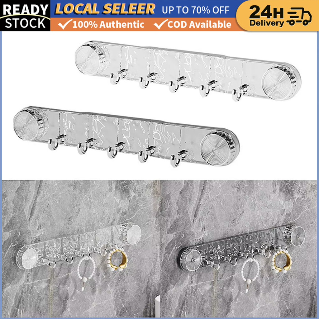 Rotating Suction Cup Ripple Continuous 5 Hook No Punching Towel Rack ...