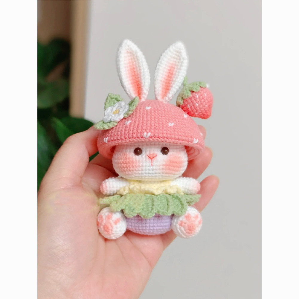Benang Mengait Kit DIY Buatan Tangan Anak Patung Strawberi Bunny Comel ...